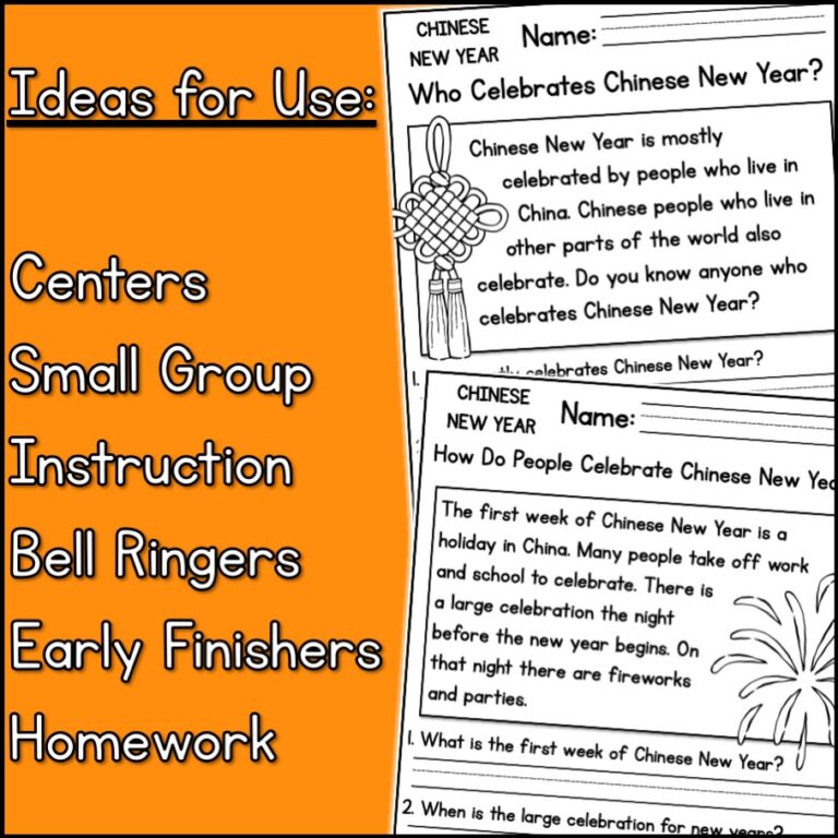 Chinese New Year Holidays Reading Comprehension Passages K-2 | Made By ...