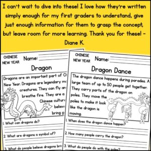 Chinese New Year Holidays Reading Comprehension Passages K-2 | Made By ...