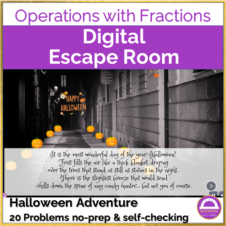 Halloween Operations with Fractions Activity | Digital Escape Room ...