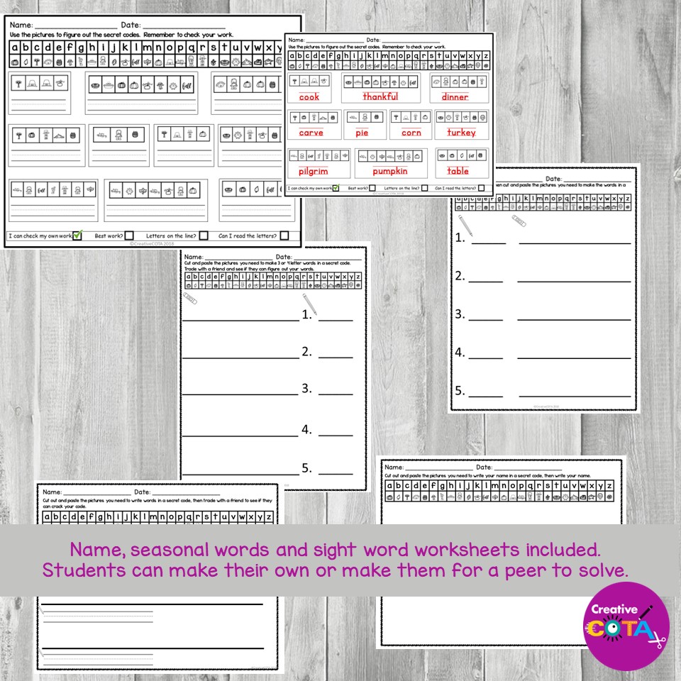 Thanksgiving Writing Secret Code Activities and Worksheets - Made By ...