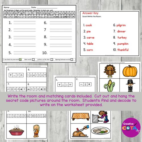 Thanksgiving Writing Secret Code Activities and Worksheets - Made By ...