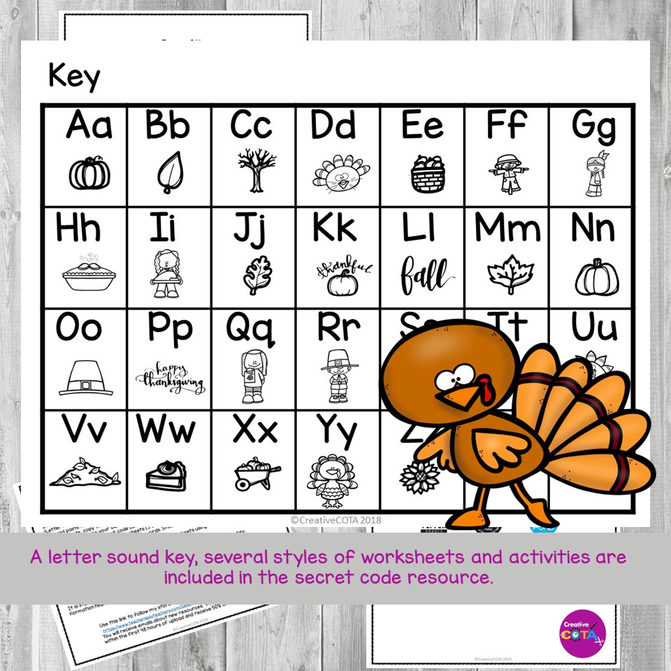 Thanksgiving Writing Secret Code Activities and Worksheets | Made By ...