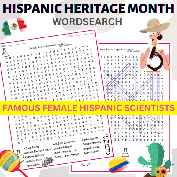 13 Famous Female Hispanic Scientists Word Search - Made By Teachers