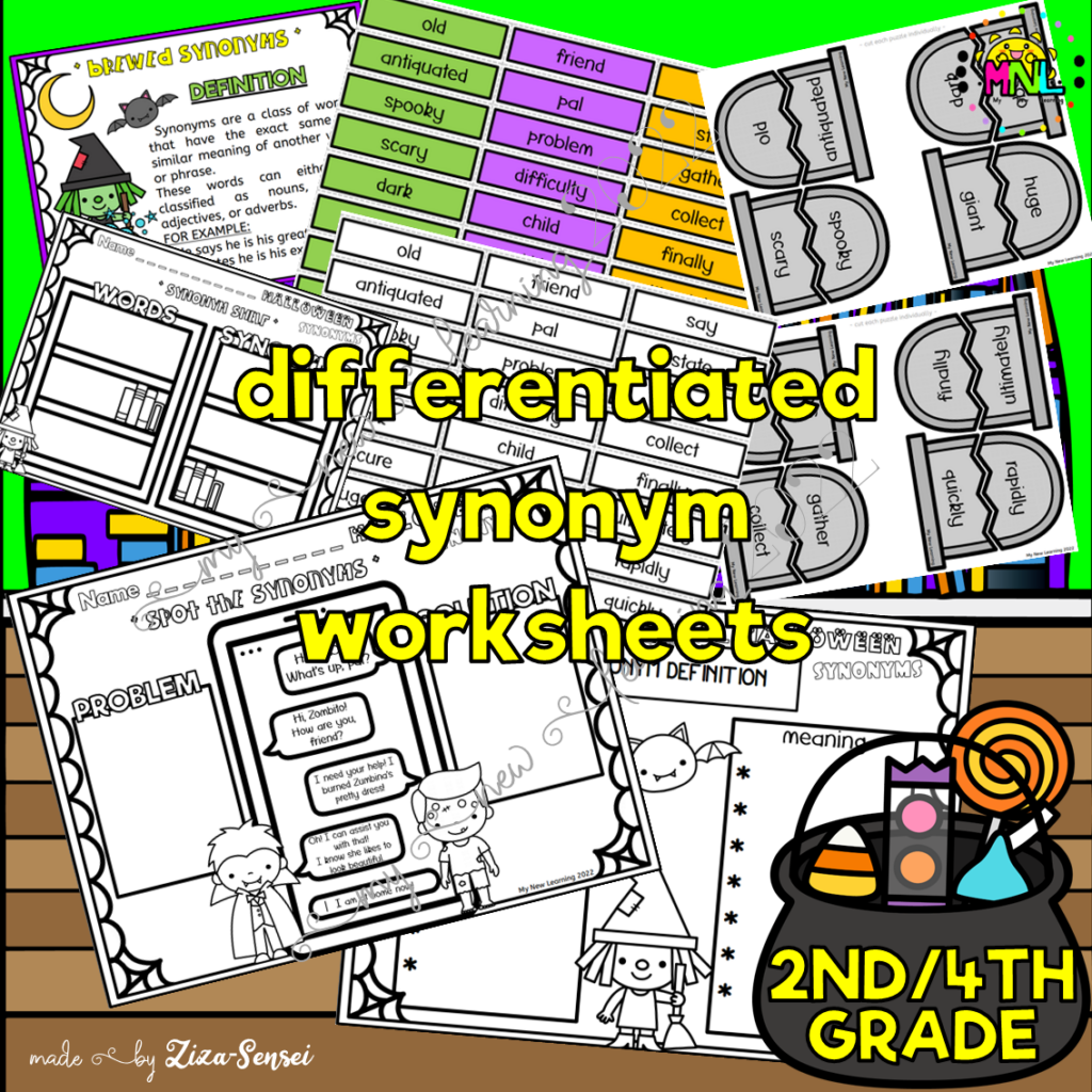ELA Language Arts Grammar Halloween Witch's House Synonyms Pack | Made ...