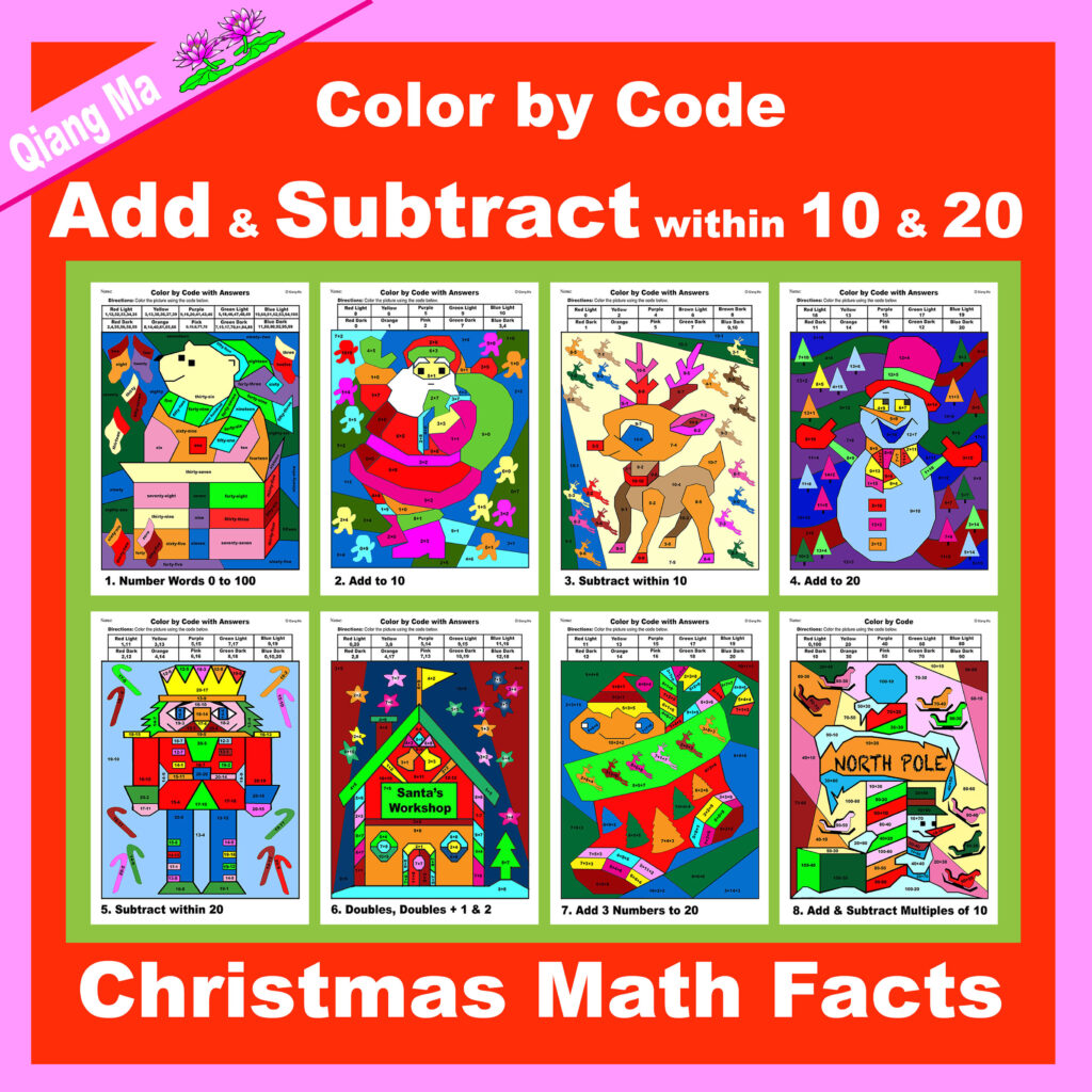 Christmas Color by Code: Add and Subtract within 10 and 20 - Made By ...