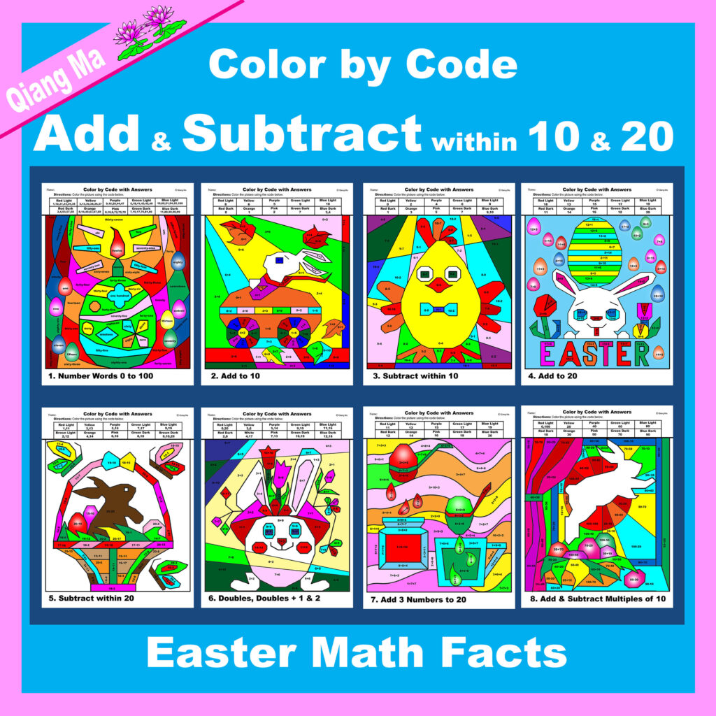 Easter Color by Code: Add and Subtract within 10 and 20 | Made By Teachers