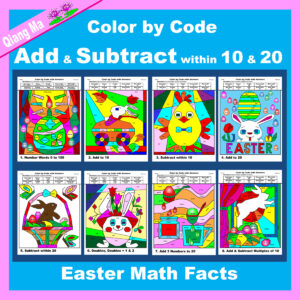 Easter Color by Code: Add and Subtract within 10 and 20 | Made By Teachers