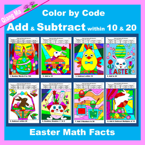 Easter Color by Code: Add and Subtract within 10 and 20 | Made By Teachers
