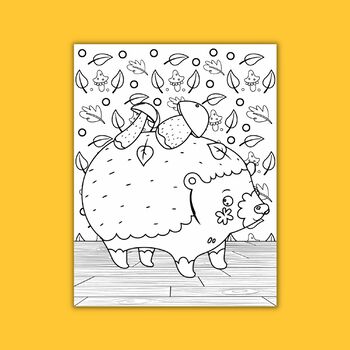 Printable Fall Autumn hedgehog Coloring Pages -September October ...