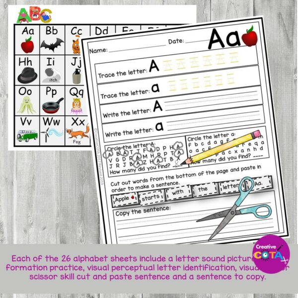 No Prep Kindergarten Literacy ABC Letter Formation and Identification ...