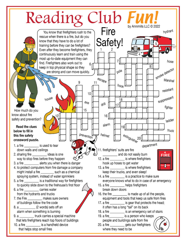 Fire Safety Printable Crossword Puzzle | Made By Teachers
