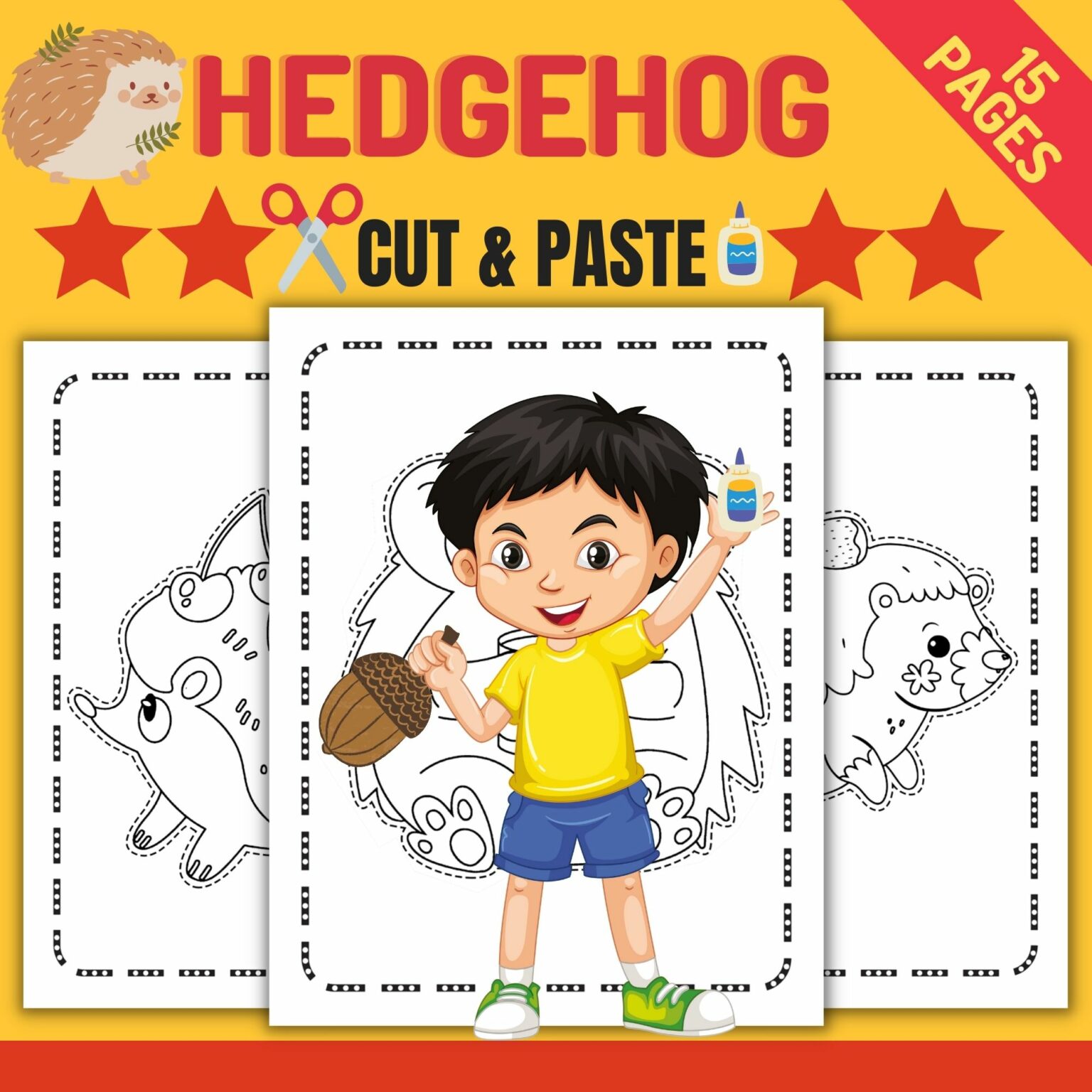 Fall Autumn hedgehog Cut & Paste Scissor Skill September October ...