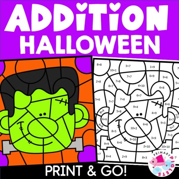 Halloween Addition Color by Number - Made By Teachers