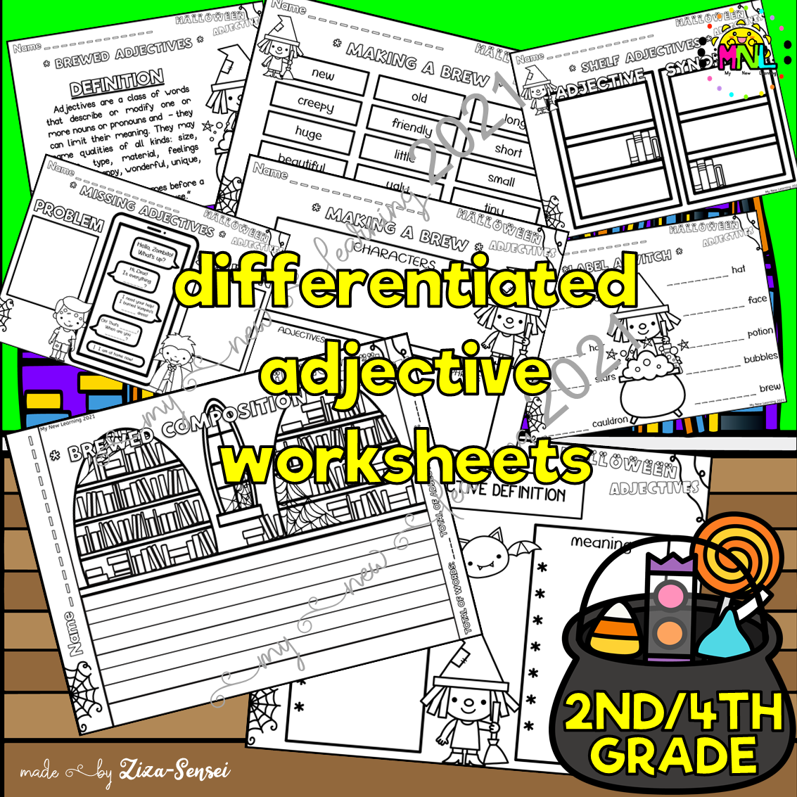 ELA Language Arts Grammar Halloween Witch's Brew Adjectives Pack | Made ...