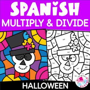 Spanish Halloween Color by Number Multiply Divide | Made By Teachers