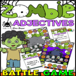 ELA Language Arts Grammar Halloween Zombie Adjectives Battle Task Cards ...