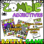 ELA Language Arts Grammar Halloween Zombie Adjectives Battle Task Cards ...
