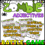 ELA Language Arts Grammar Halloween Zombie Adjectives Battle Task Cards ...