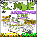 ELA Language Arts Grammar Halloween Zombie Adjectives Battle Task Cards ...