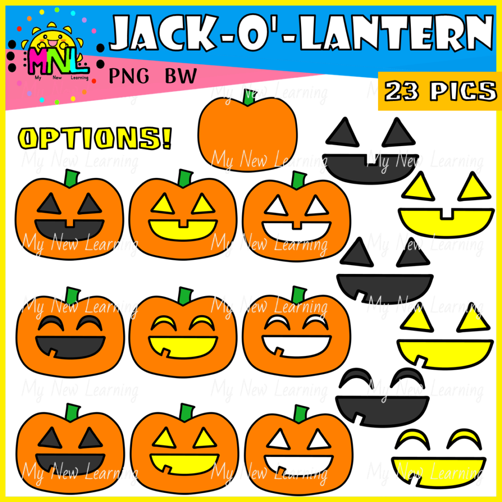 Halloween Jack-O'-Lantern Pumpkin And Faces Clip Art | Made By Teachers