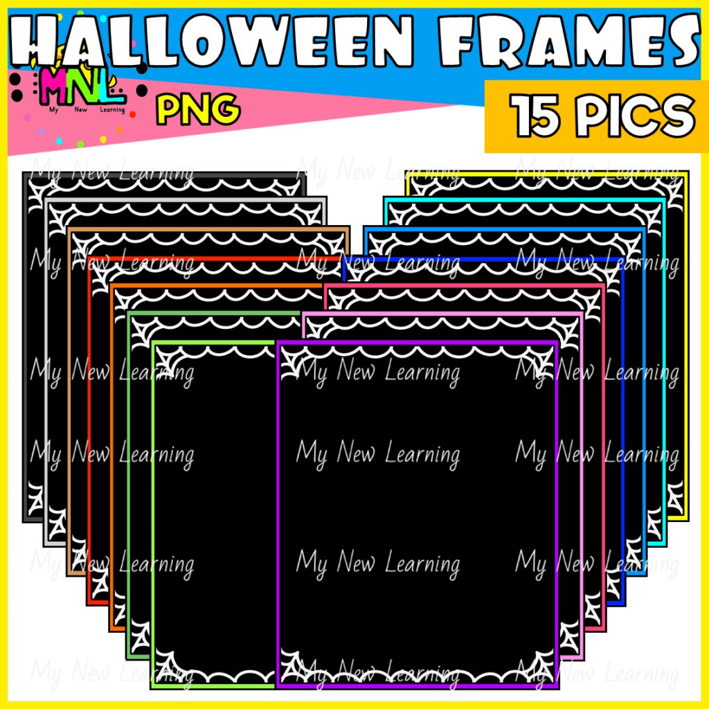 Halloween Webby Frames Black-Filled Clip Art Set 5 | Made By Teachers