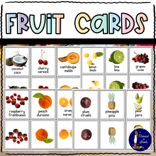 Fruit Cards in English and Spanish - Made By Teachers