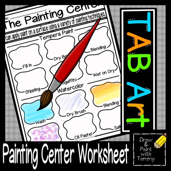 Painting Center TAB ArtRoom Choice Based Art Worksheet Art Sub Lesson ...
