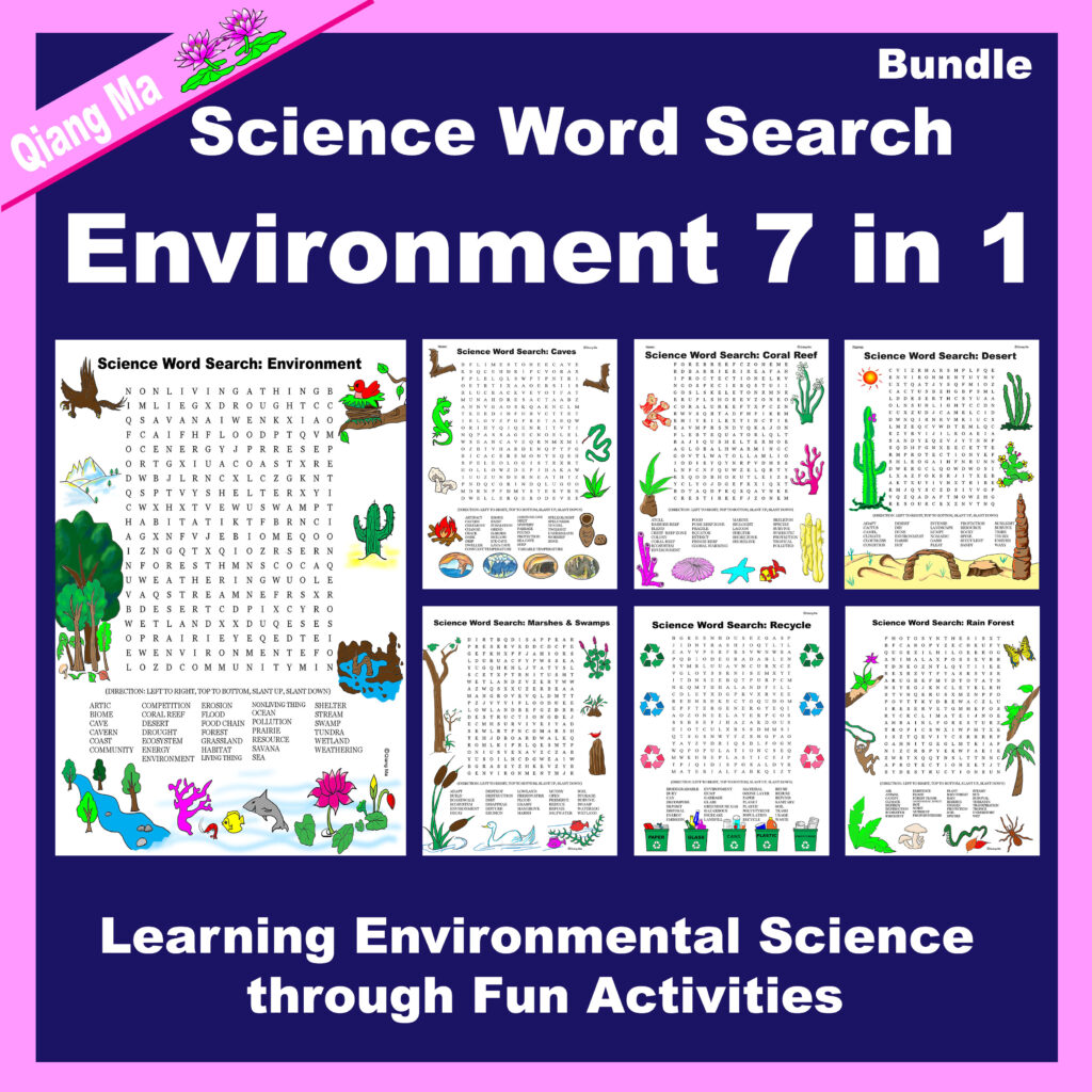 Science Word Search: Environment Unit 7 in 1 Bundle - Made By Teachers