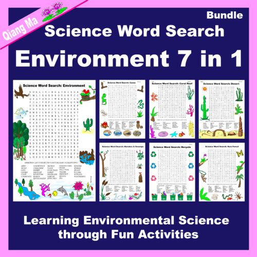 Science Word Search: Environment Unit 7 in 1 Bundle - Made By Teachers