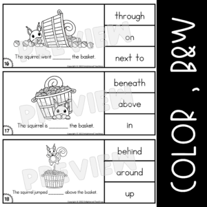 Fall Preposition Clip Cards Task Cards Positional Words Squirrels ...