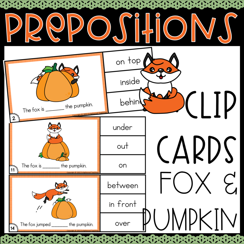 Autumn Fall Preposition Clip Cards Preposition Task Card Bundle - Made ...