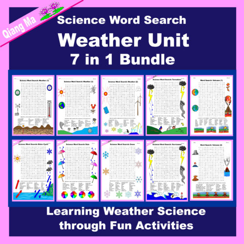 Science Word Search: Weather Unit 7 in 1 Bundle - Made By Teachers