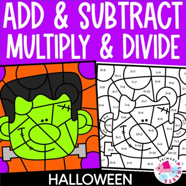Halloween Math Facts Color by Number Bundle | Made By Teachers