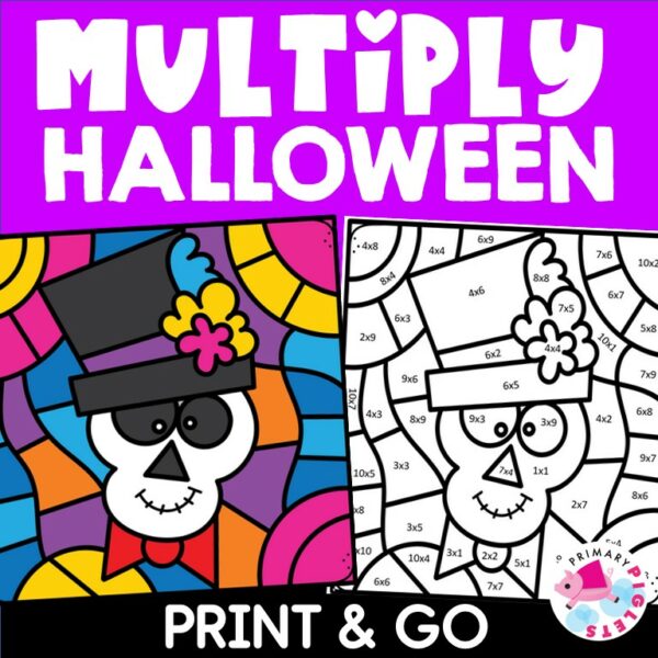 Halloween Color by Number Multiplication Day of the Dead - Made By Teachers
