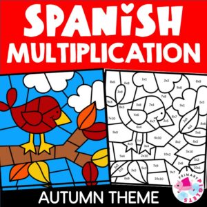 Fall Multiplication Color by Number in Spanish - Made By Teachers