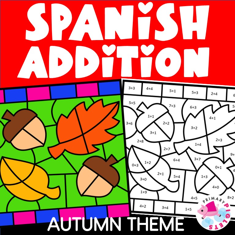 Spanish Color by Number Addition Safari Zoo - Made By Teachers