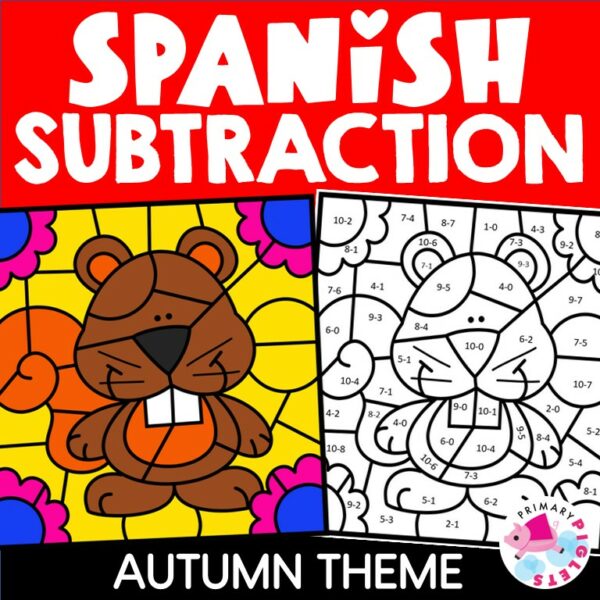 Fall Subtraction Color by Number in Spanish | Made By Teachers