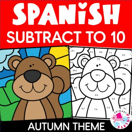 Fall Subtraction to10 Color by Number in Spanish - Made By Teachers