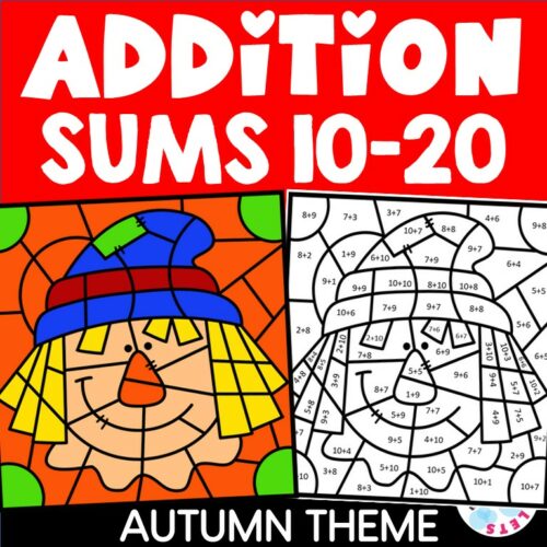 Fall Addition 10 -20 Color by Number | Made By Teachers