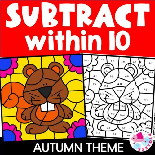 Fall Color by Number Subtraction to 10 | Made By Teachers