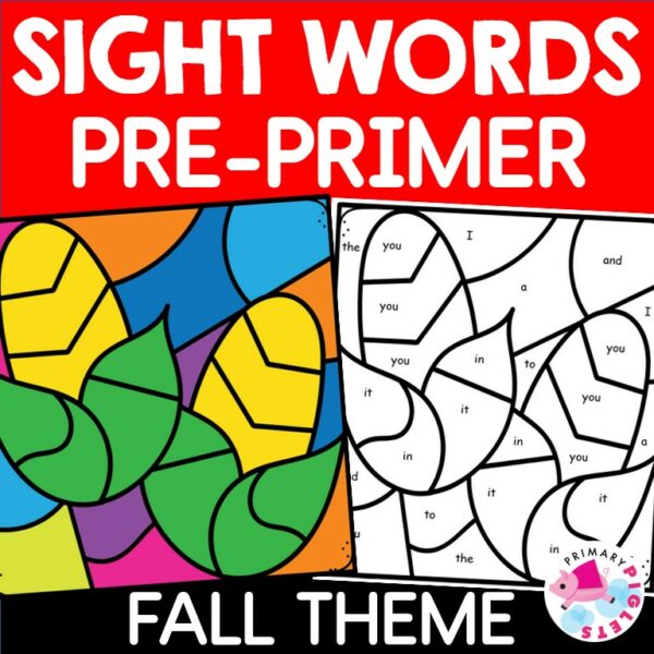 Fall Color by Code Sight Words Prekindergarten - Made By Teachers