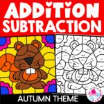 Fall Color by Number Addition Subtraction BUNDLE | Made By Teachers
