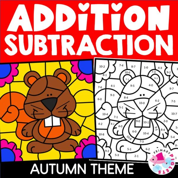 Fall Color by Number Addition Subtraction BUNDLE - Made By Teachers