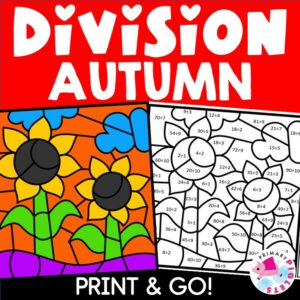 Fall Color by Number Code Division Facts Practice Coloring Pages | Made ...