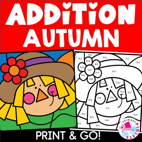 Fall Addition Color by Number | Made By Teachers