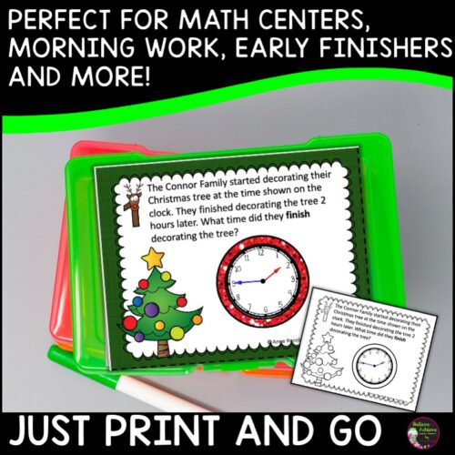 Christmas Elapsed Time Word Problem Task Cards - Made By Teachers