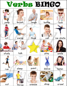 Action Verbs Bingo Game with Real Pictures | Made By Teachers