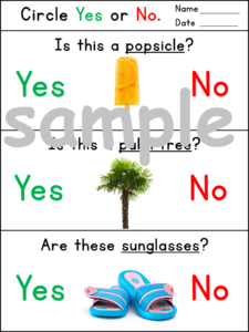 Summer Speech Therapy Worksheets | Yes No Questions - Made By Teachers