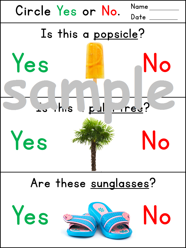 Summer Speech Therapy Worksheets | Yes No Questions | Made By Teachers