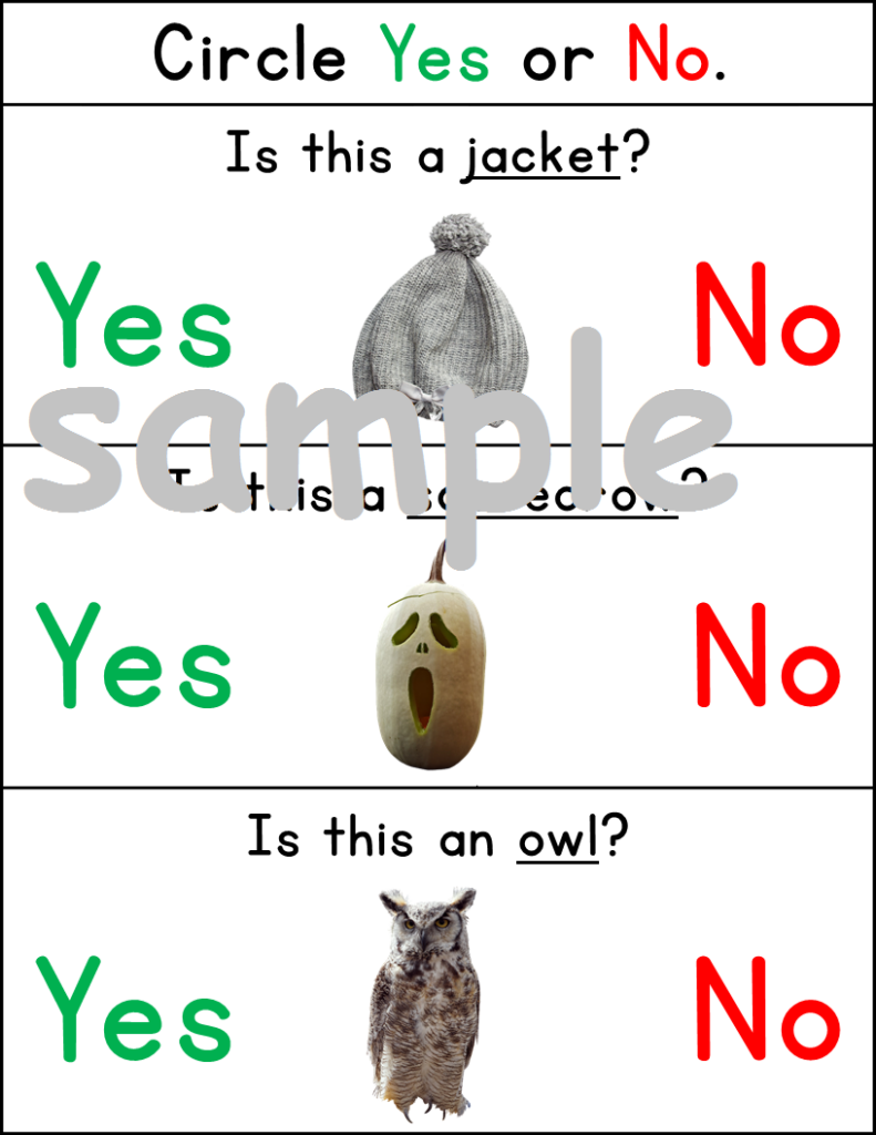 Fall Activity Yes No Questions for Speech Therapy - Made By Teachers